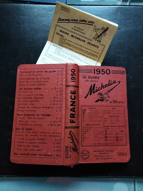 RARE GUIDE ROUGE MICHELIN FRANCE 1950 État Top (Cf Photos) COMPLET ...