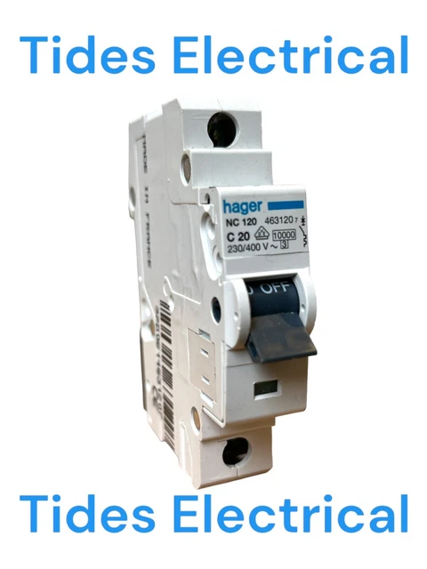 HAGER MCB 20 Amp Single Pole Circuit Breaker Type C 20A C20 463120 NC120 £6.99 - PicClick UK
