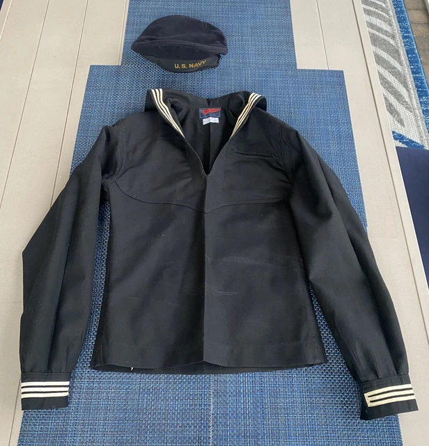 WW2 U.S. NAVY Sea Eagle Wool Crackerjack Pull Over Shirt & Wool Beret ...