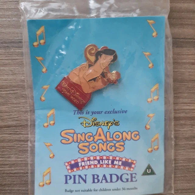 PIN BADGE DISNEY’S Sing Along Songs Friend Like Me Aladdin New on Card ...