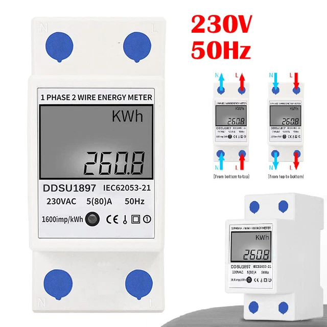 LCD DISPLAY ELECTRIC Energy Meter Single Phase DIN Rail Electricity ... LCD DISPLAY ELECTRIC Energy Meter Single Phase DIN Rail Electricity ...