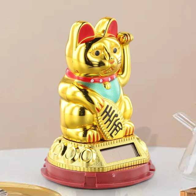 SOLAR POWERED WAVING Cat Figurine Charming and Energy Efficient Home ...