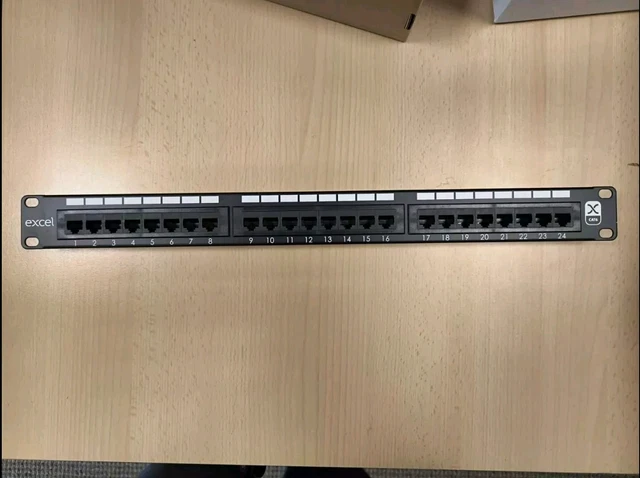 EXCEL 24-PORT CAT6 Unshielded Patch Panel, 1U, Rackmount , Black (100 ...