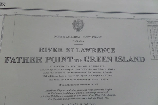 VINTAGE ADMIRALTY CHART Father Point To Green Island £22.99 - PicClick UK