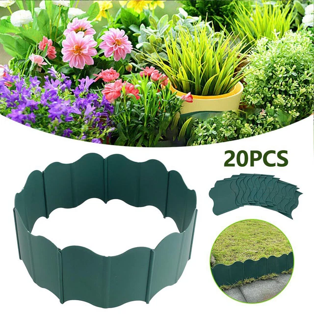 GARDEN EDGING BORDER Landscape Edge DIY Interlocking Lawn Plastic ...
