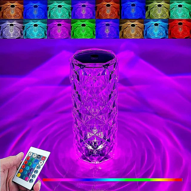 CRYSTAL DIAMOND TABLE Lamp: 16 Color Touch Control LED for Romantic ...