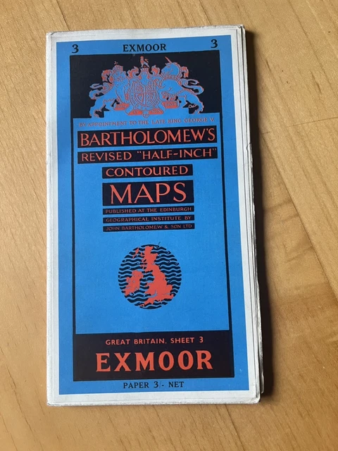 BARTHOLOMEW'S REVISED HALF-INCH Contoured Map Sheet 3 Exmoor £1.16 ...