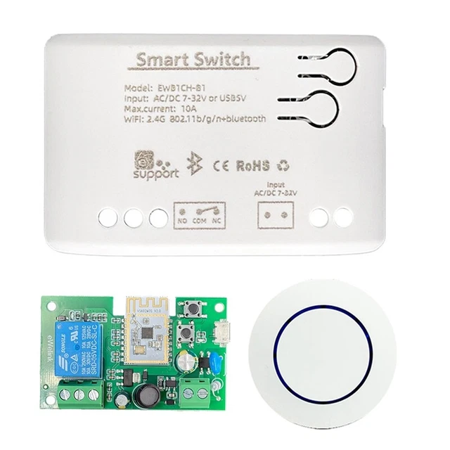 MODULO INTERRUTTORE MOTORE WiFi AC/DC 7V-32V WiFi+BT 1 CH relè remoto ...