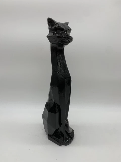 MIDCENTURY TALL NECK lustre glazed art deco style cubist black cat £128 ...