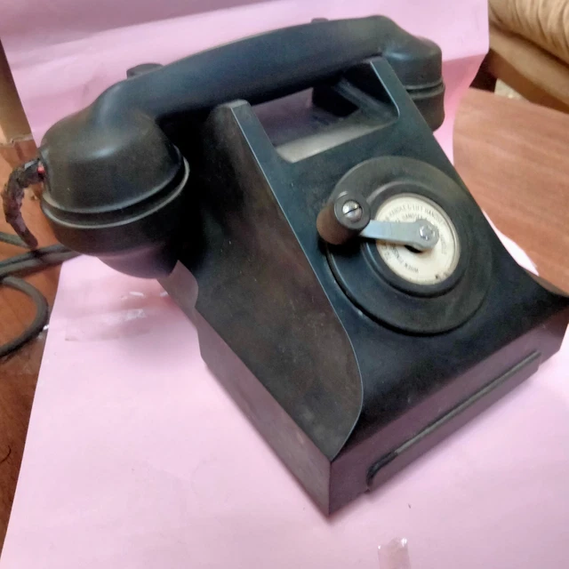 RARE VINTAGE PMG Bakelite hand crack dial TELEPHONE PHONE TE55 1930s ...