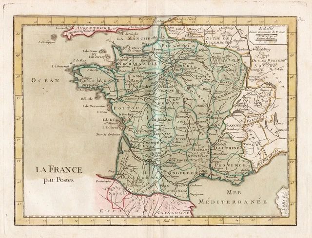 FRANCE GRAVURE CARTE Map Carte Gravure sur Cuivre Engraving Le Rouge ...