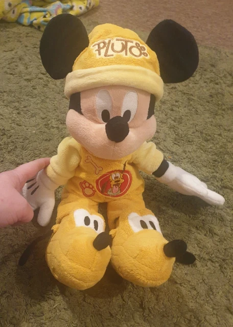 DISNEYLAND PARIS MICKEY Mouse In Yellow Pluto Pyjamas Plush Soft Toy £7 ...