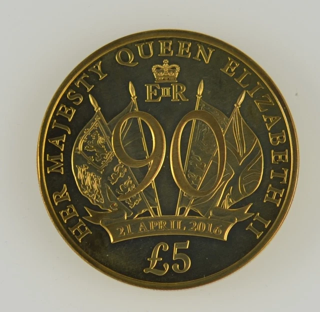 JERSEY 2016 QUEEN ELIZABETH 90th BIRTHDAY GOLD PLATED £5 CROWN £26.95 ...