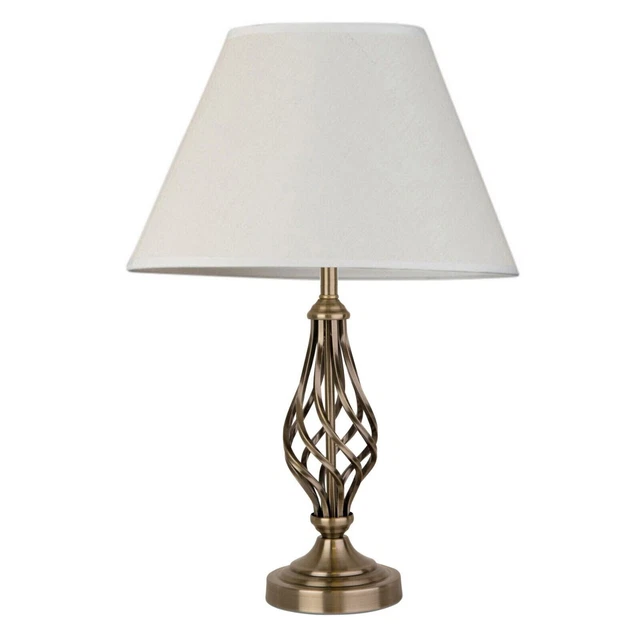 BARLEY TWIST TRADITIONAL Table Lamp & Shade Antique Brass Lounge ...