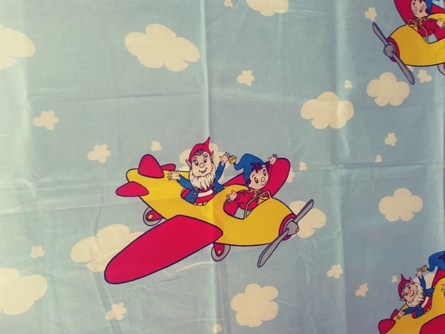 VINTAGE CARTOON 1960S Noddy & Big Ears Plane 60s Print Cotton Rare ...