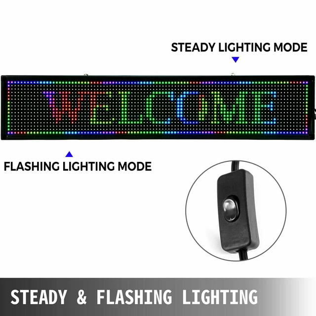 7 COLOR LED Scrolling Sign RGB Sign Board Display For Advertising 40*8 ...