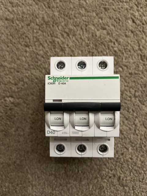 SCHNEIDER MCB 40 Amp Acti9 iC60H Type D 40A Triple Pole 3 Phase A9F55340 £20.00 - PicClick UK