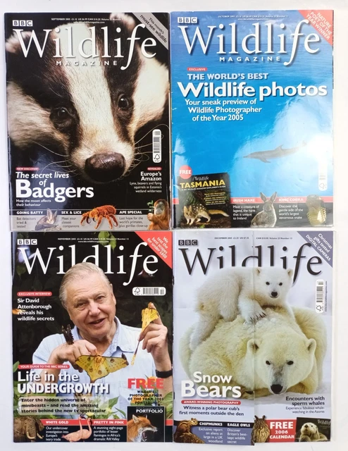 4 BBC WILDLIFE Magazine Bundle. September October November December ...