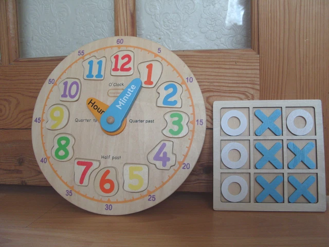LITTLE TIKES - Learn To Tell The Time Educational Wooden Puzzle Clock £ ...
