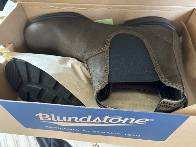 BLUNDSTONE MEN'S BROWN Leather Chelsea Ankle Pull-On Boots UK 9 New Box ...
