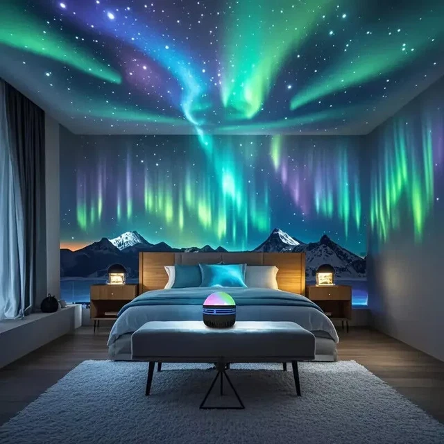 LED NORTHERN LIGHT Galaxy Projection Lamp Aurora Star Projector Night ...
