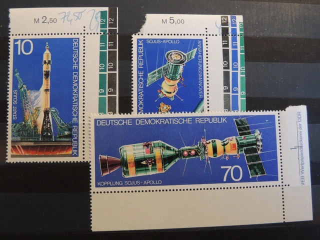 DDR 1975 MINR. 2083-2085 DV Randstücke **/postfrisch Sojus-Apollo ...