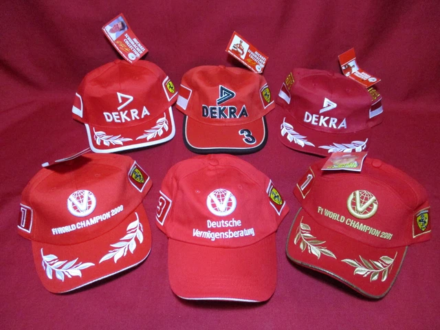 SET OF 6 Michael Schumacher Ferrari Official Formula 1 GP Hat Cap F1 ...