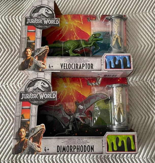 MATTEL JURASSIC WORLD, Lab Kit, Slime, Velociraptor & Dimorphodon, Set ...