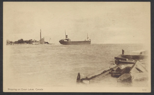 CANADA SEPIA SCENES Card #310 Shipping on Great Lakes - Unused $2.50 ...