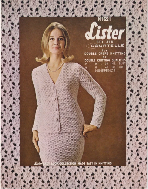 ORIGINAL VINTAGE LISTER knitting pattern N1621 - Lady's lacy suit ...