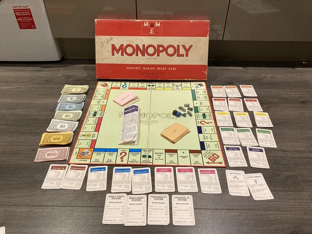 VINTAGE MONOPOLY BOARD Game Original Classic Red Box Metal Pieces 1972 ...