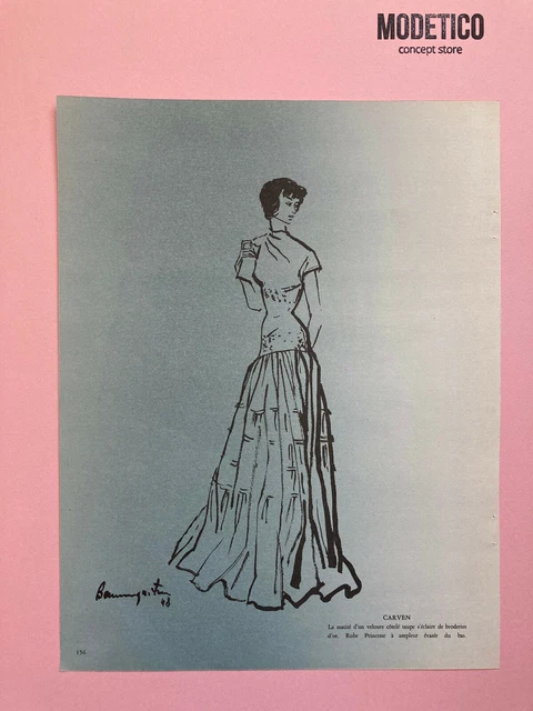 DESSIN MODE BAUMGARTNER 1948 fashion drawing illustration Vintage retro ...