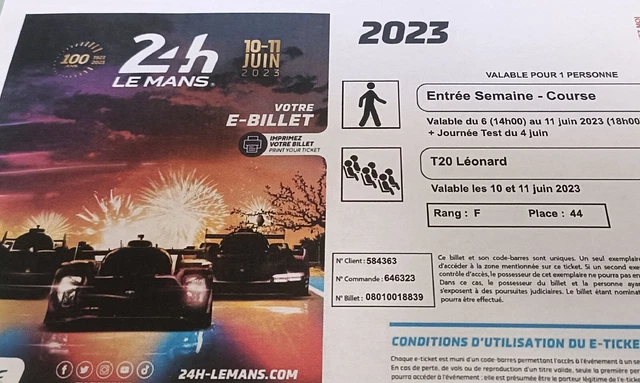 24 Heures Du Mans 2023 Centenaire Billet Semaine Course Journée