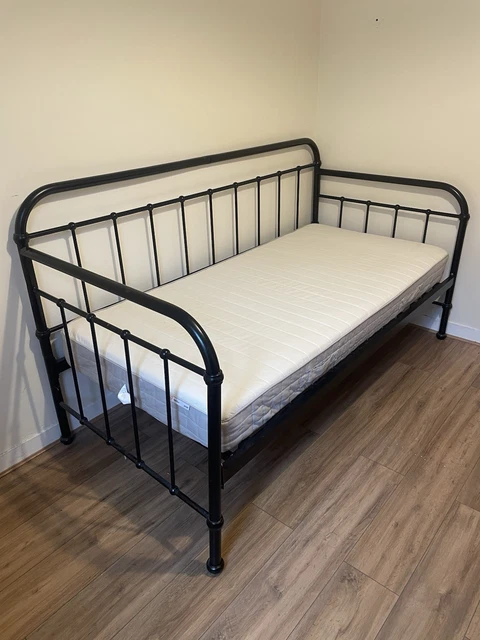 BLACK METAL SINGLE Bed Frame and IKEA Single Mattress £21.50 - PicClick UK