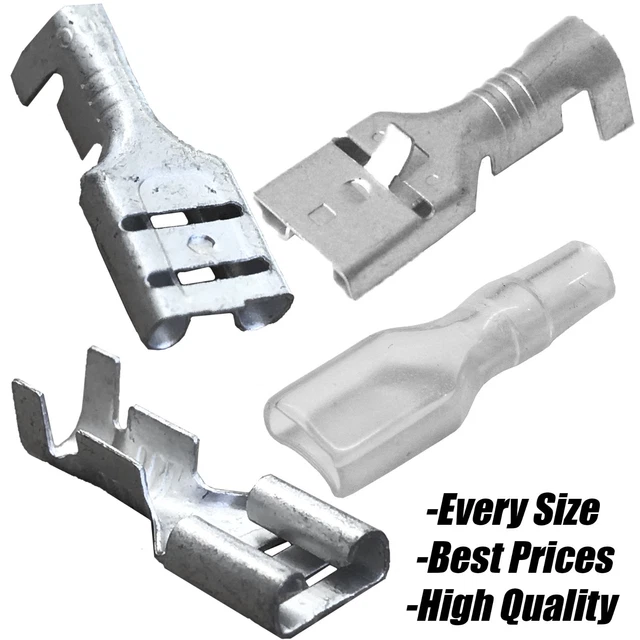 UNINSULATED FEMALE SPADE Connector Terminals 1.5mm² - 2.5mm Cable Crimp ...