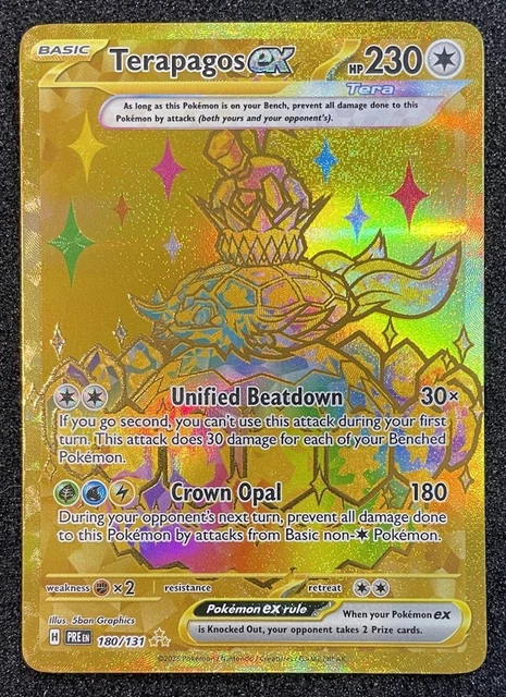 TERAPAGOS EX POKEMON TCG Prismatic Evolutions Gold Hyper Rare 180/131 ...