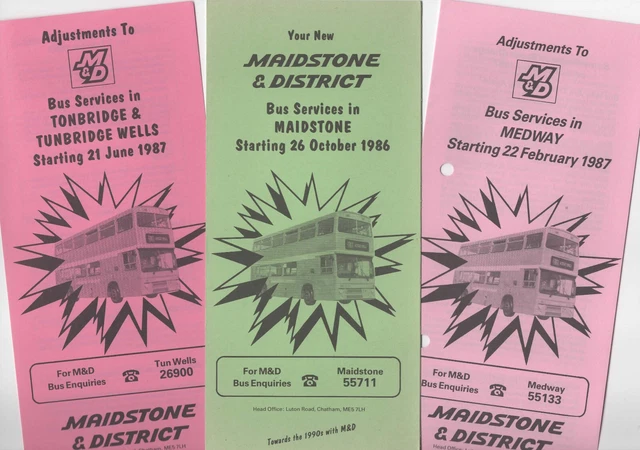 MAIDSTONE & DISTRICT bus timetable leaflets x 10 £4.99 - PicClick UK
