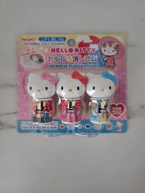 HELLO KITTY SANRIO x Iwako Japanese doll eraser set of 3 Kokeshi New gommes EUR 12,00 - PicClick FR