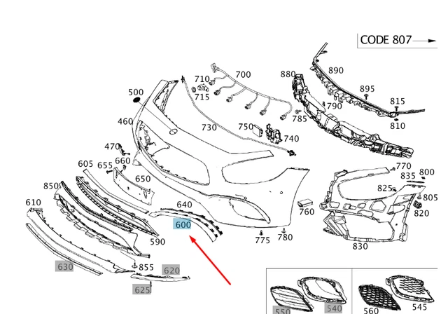 MERCEDES-BENZ SL R231 FRONT BUMPER LEFT SIDE SPOILER A2318853700 17-19 ...