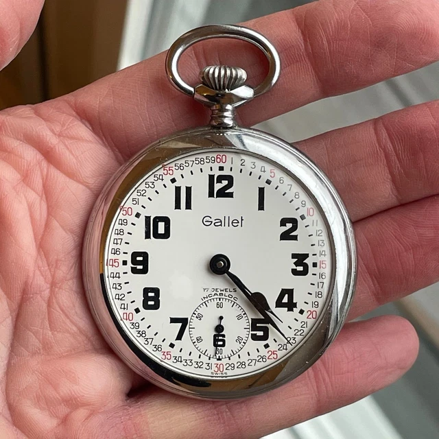 VINTAGE GALLET POCKET Watch With Unitas ETA 6431 6445 movement (PW 102 ...