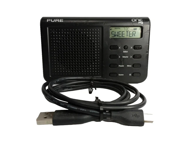 PURE ONE MI DAB Digital & FM Portable Radio Black Rechargable Working ...