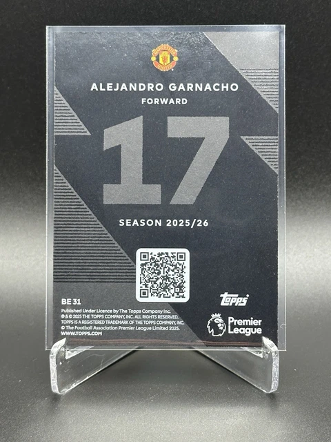 ALEJANDRO GARNACHO BLACK Edge Topps Premier League 2025/26 Manchester ...