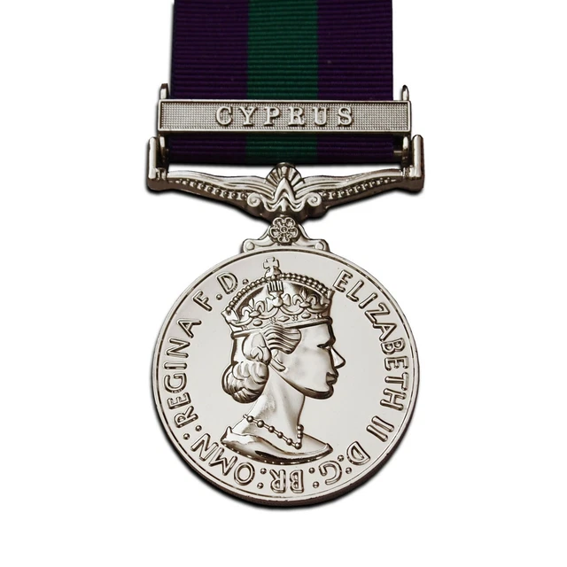 FULL SIZE GENERAL Service Medal With Cyprus Clasp - Gsm 1918-62 Er Ii ...