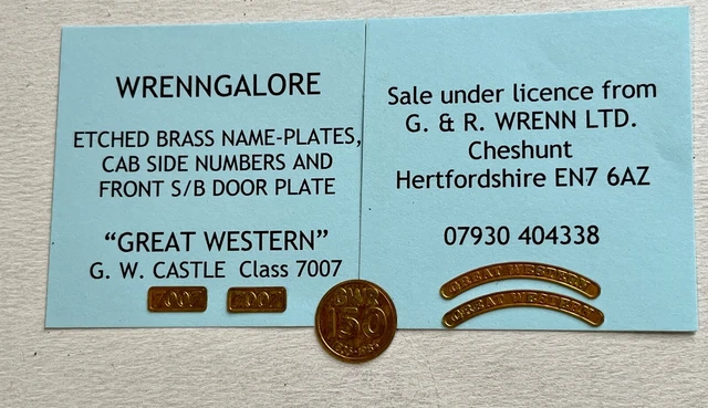 WRENN ETCHED MODEL railway Name Plate Set GREAT WESTERN Ltd Edt £12.50 ...