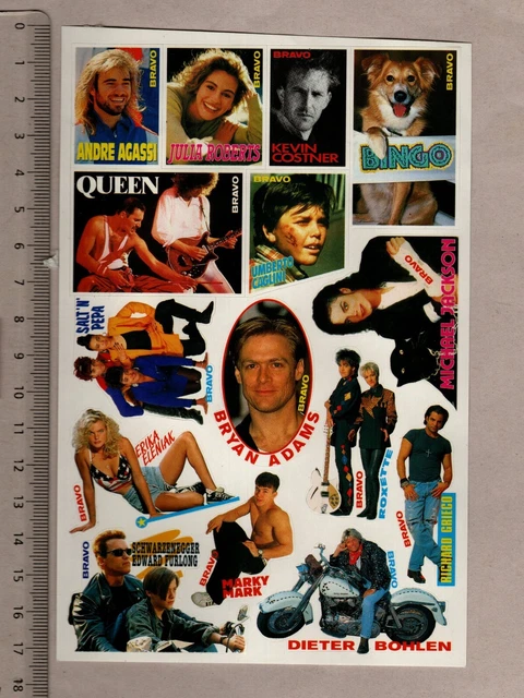 AUFKLEBER/STICKER BRAVO STAR Sticker Queen Bryan Adams Michael Jackson ...