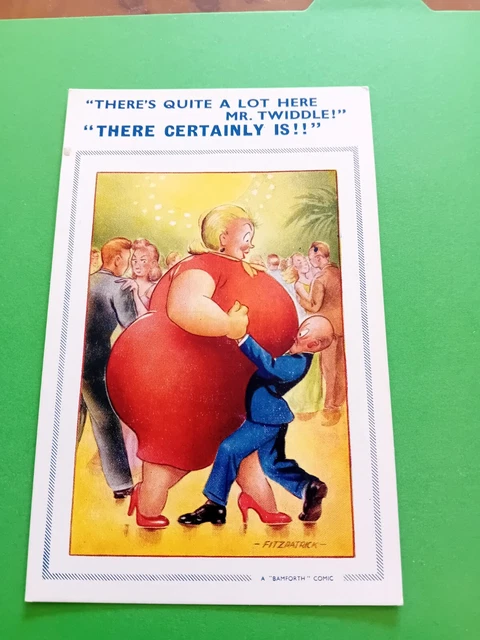 BAMFORTH COMIC POSTCARD 1279 Brown Triangle Large Busty Lady Dancing ...