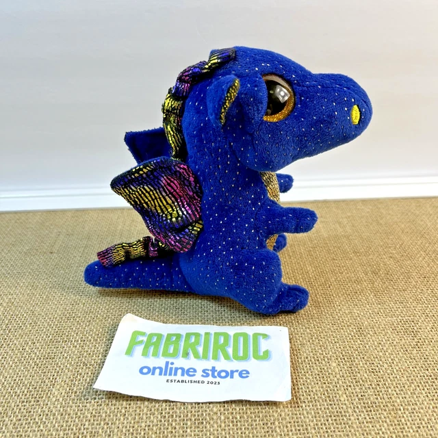 TY BEANIE BOOS Plush "SAFFIRE" Sapphire Blue Dragon Retired Stuffed ...