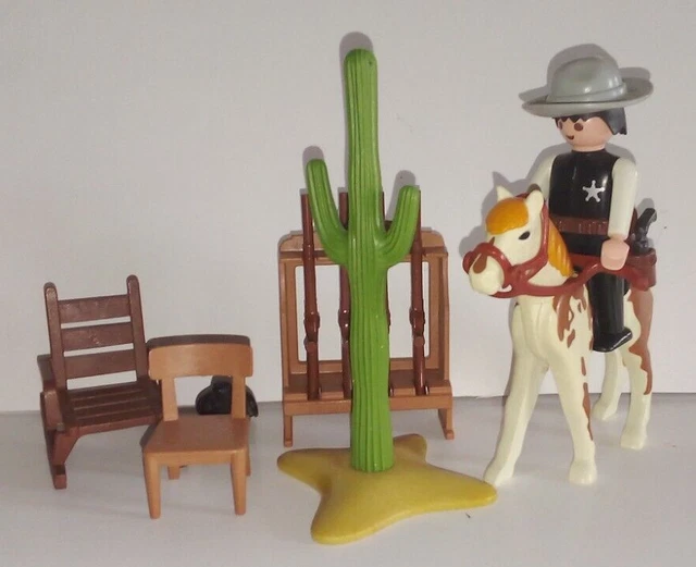 PLAYMOBIL WESTERN SHÉRIF + accessoires custom cactus ratelier fusils ...