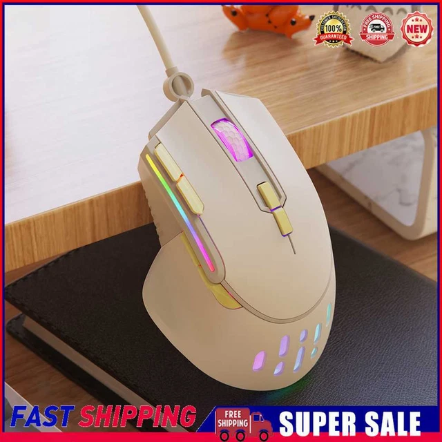 RGB MINI WIRED Mouse DPI 6-speed Adjustable 9 Keys Curved Handle for PC ...