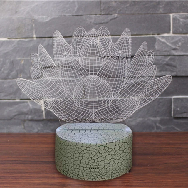 3D COLORFUL LOTUS Crack Base Touch Electronic Desk Lamp Touch Night ...